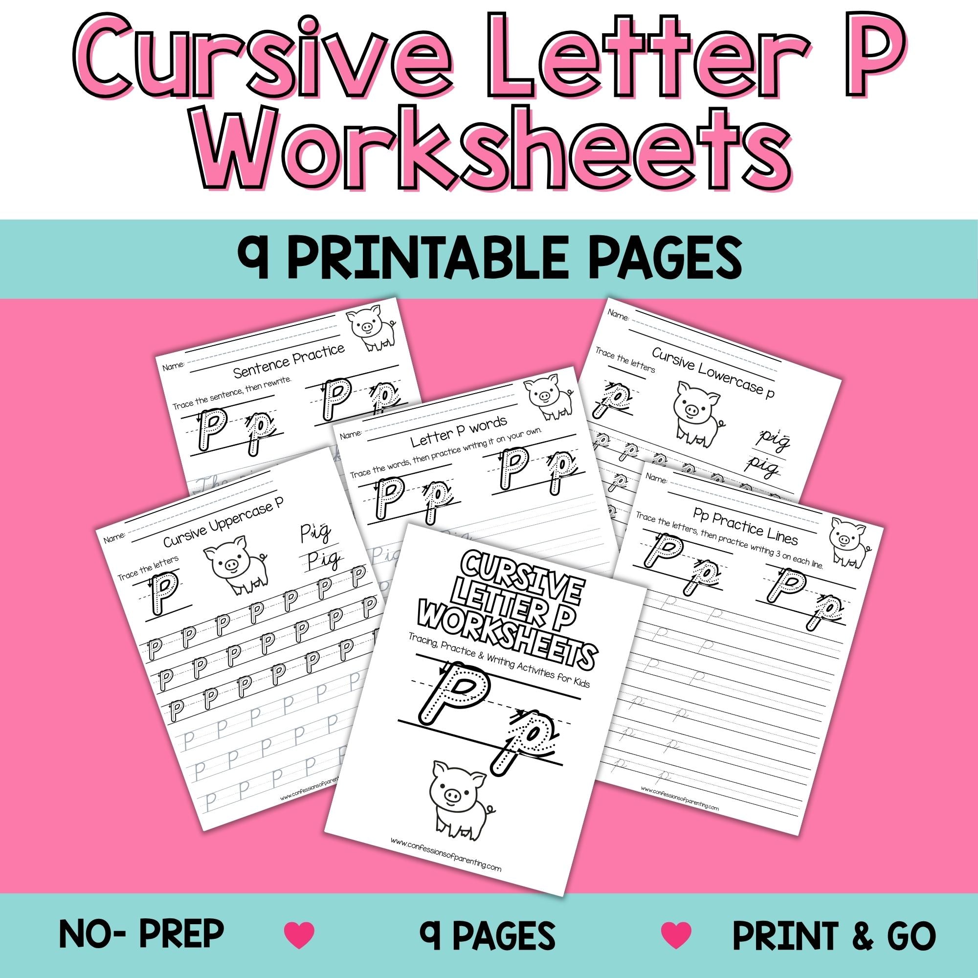 Cursive Letter P Worksheets – 9 Printable Handwriting Practice Pages f ...